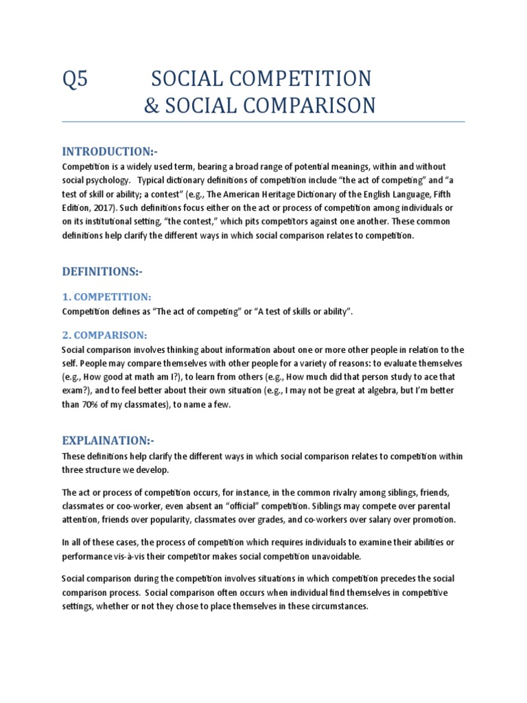 Q5 Social Competition & Social Comparison: Introduction | PDF ...
