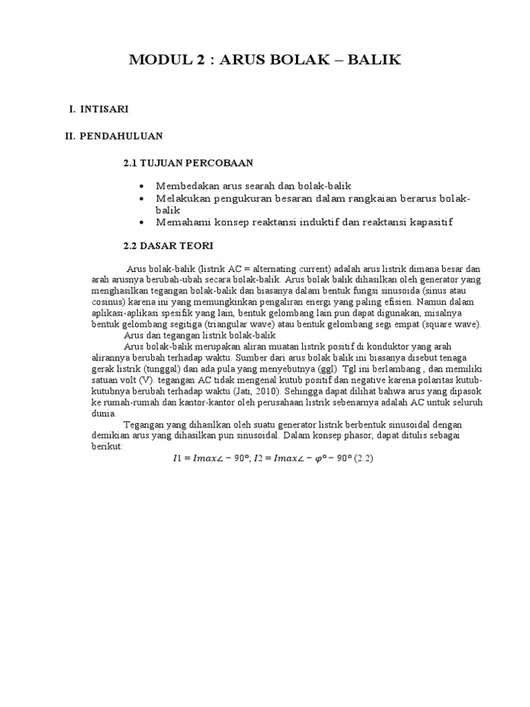 Modul 2 Arus Bolak Balik-Dikonversi | PDF