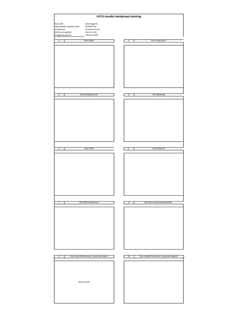 Contoh Form Servis | PDF