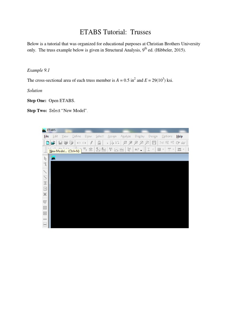 Etabs Tutorial Trusses Example 9 1 Pdf Truss Building Engineering