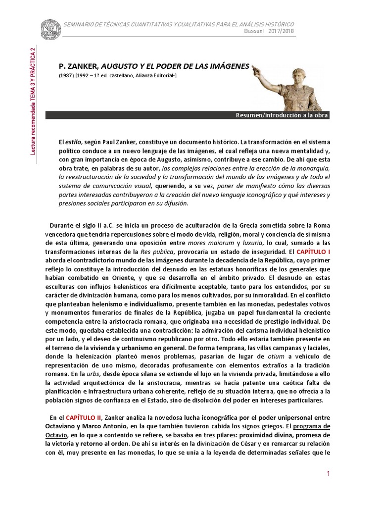 3 Materiales Tema 3-Práctica 2. Resumen Augusto y El Poder de Las Imágenes | PDF | Augusto ...