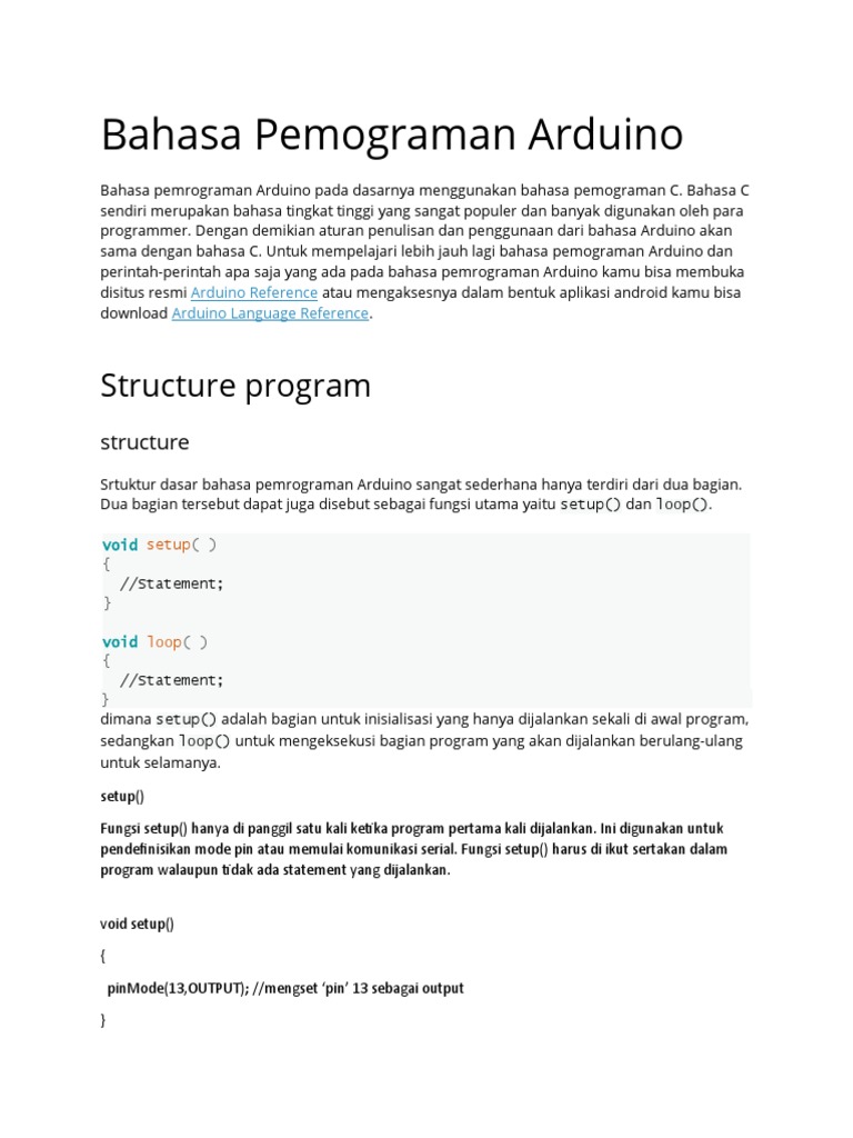 Bahasa Pemograman Arduino | PDF