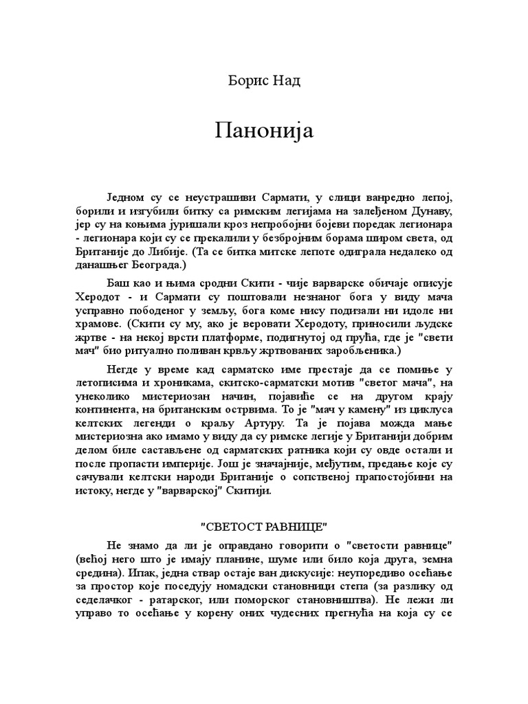 Boris Nad - Panonija | PDF