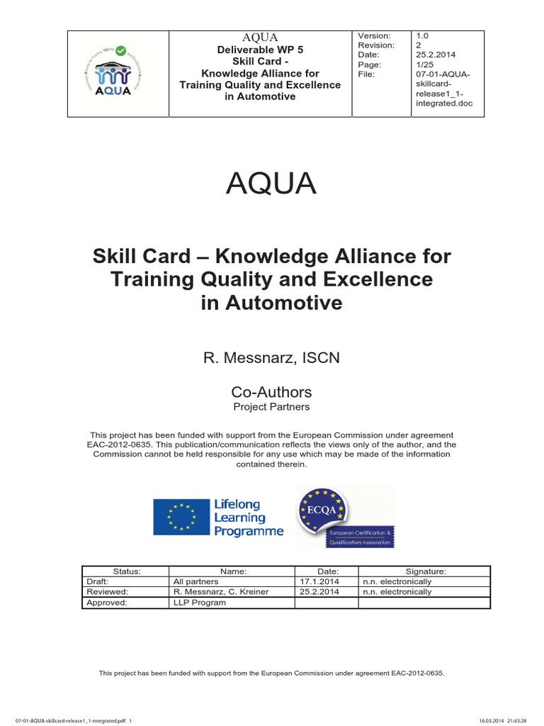 AQUA Skillcard Release1 Integrated | PDF | Competence (Human Resources ...