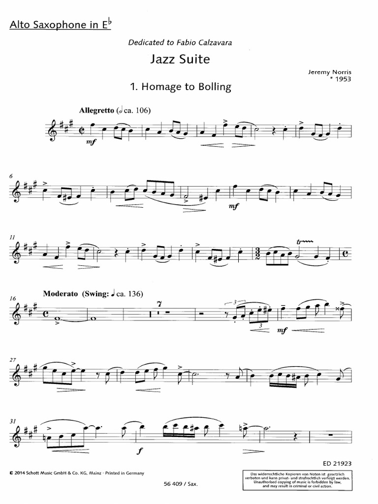Jeremy Norris - Jazz Suite (Alto Sax) | PDF