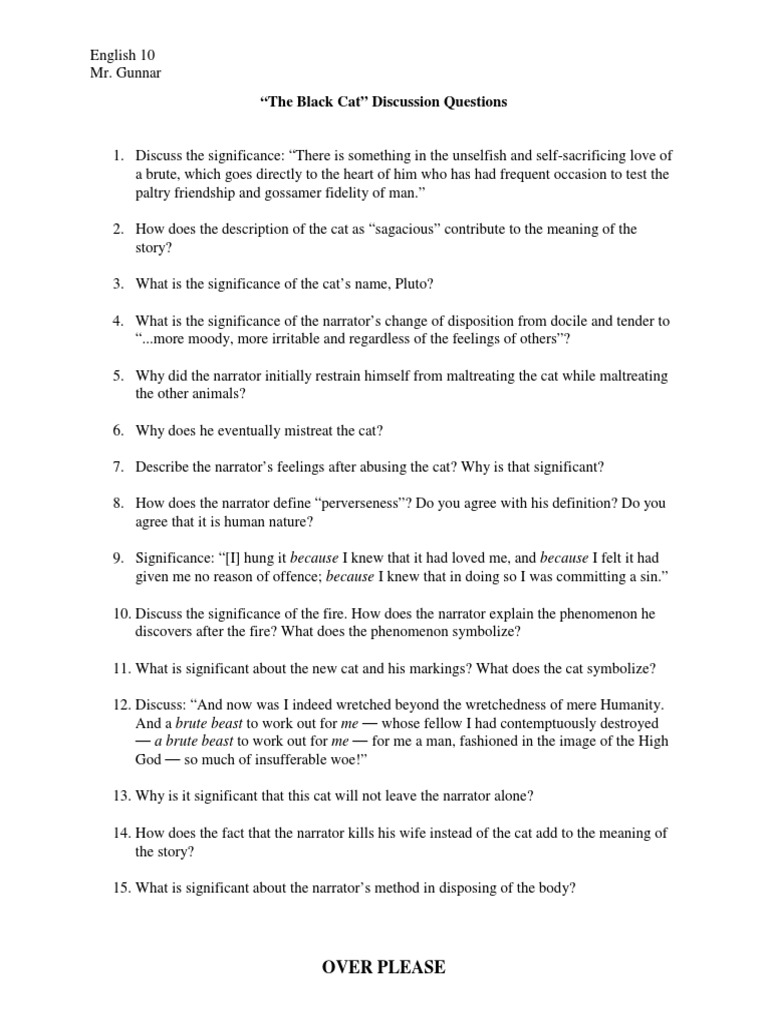 Black Cat Questions | PDF