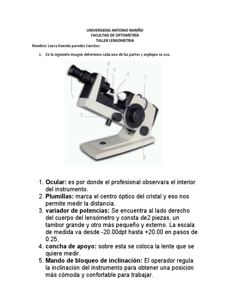 Partes y uso del lensómetro | PDF