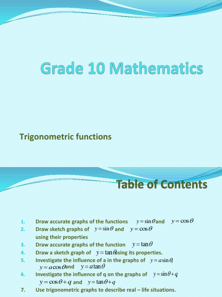 Trigonometric Functions Grade 10 | PDF | Function (Mathematics ...