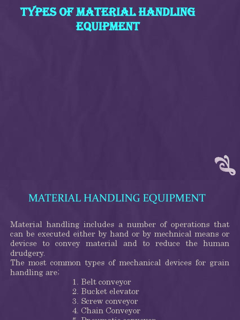 Types of Material Handling Equipment | PDF | Belt (Mechanical) | Elevator