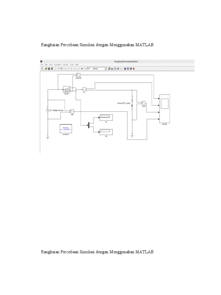 Rangkaian Percobaan Simulasi Dengan Menggunakan MATLAB | PDF