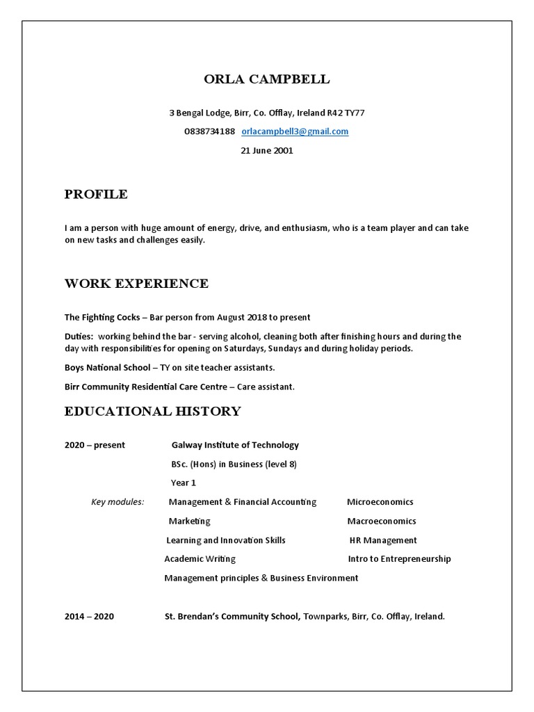 Orla Campbell CV | PDF