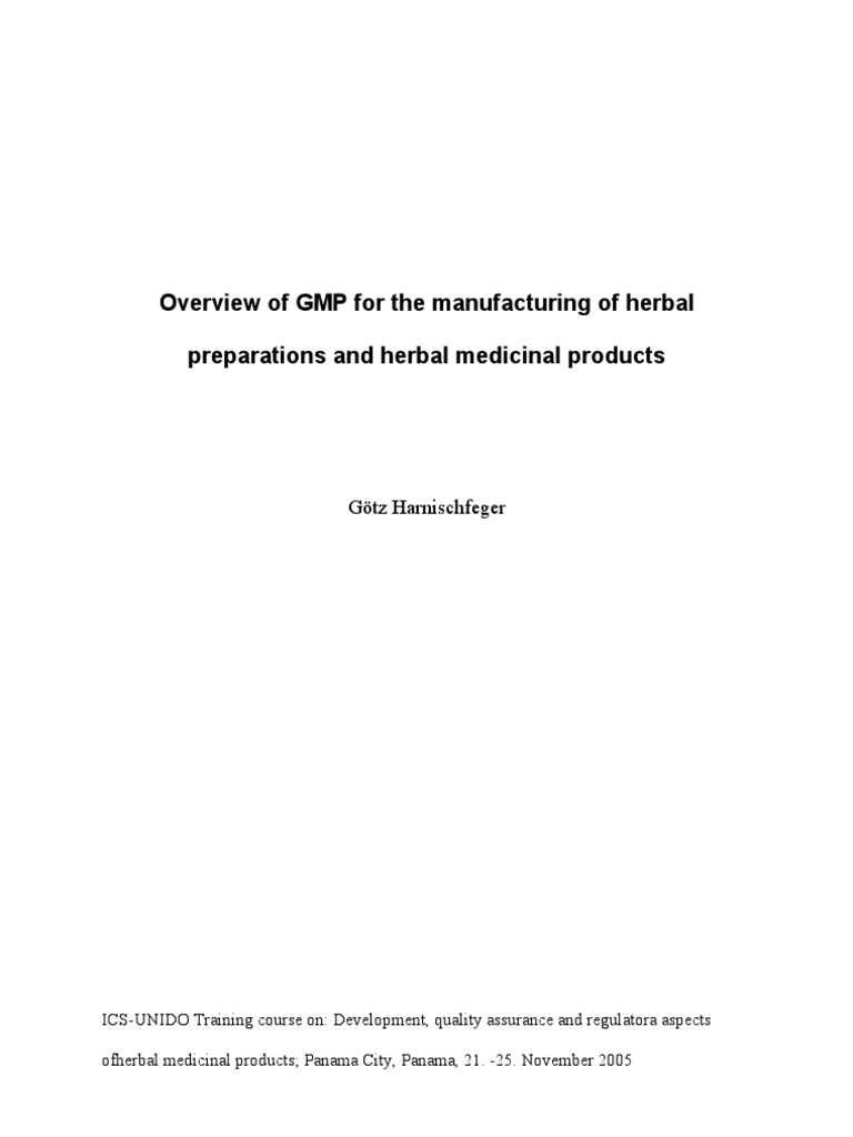 GMP Guidelines for Herbal Products | PDF | Herbalism | Pharmaceutical