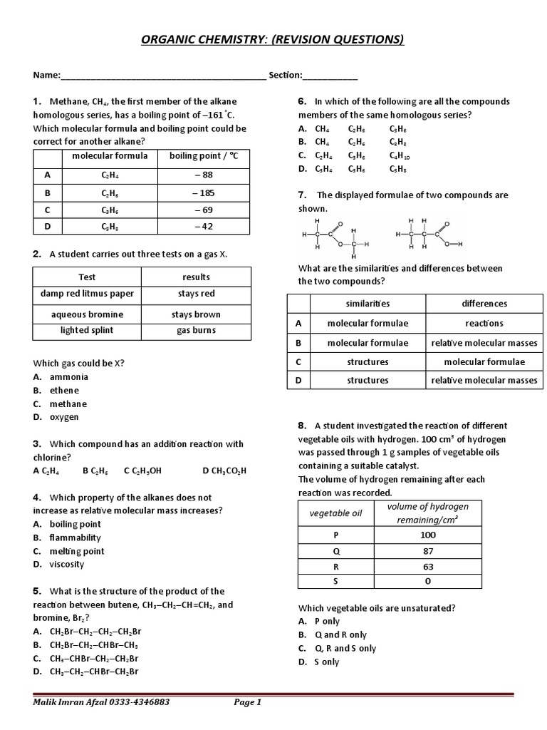 MCQS ORGANIC Chemistry | PDF | Polymerization | Polymers