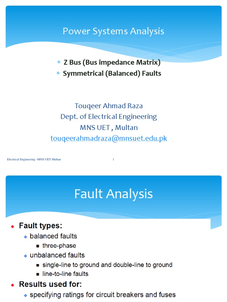Zbus and Symmetrical Fault Analysis | PDF | Electrical Impedance | Force