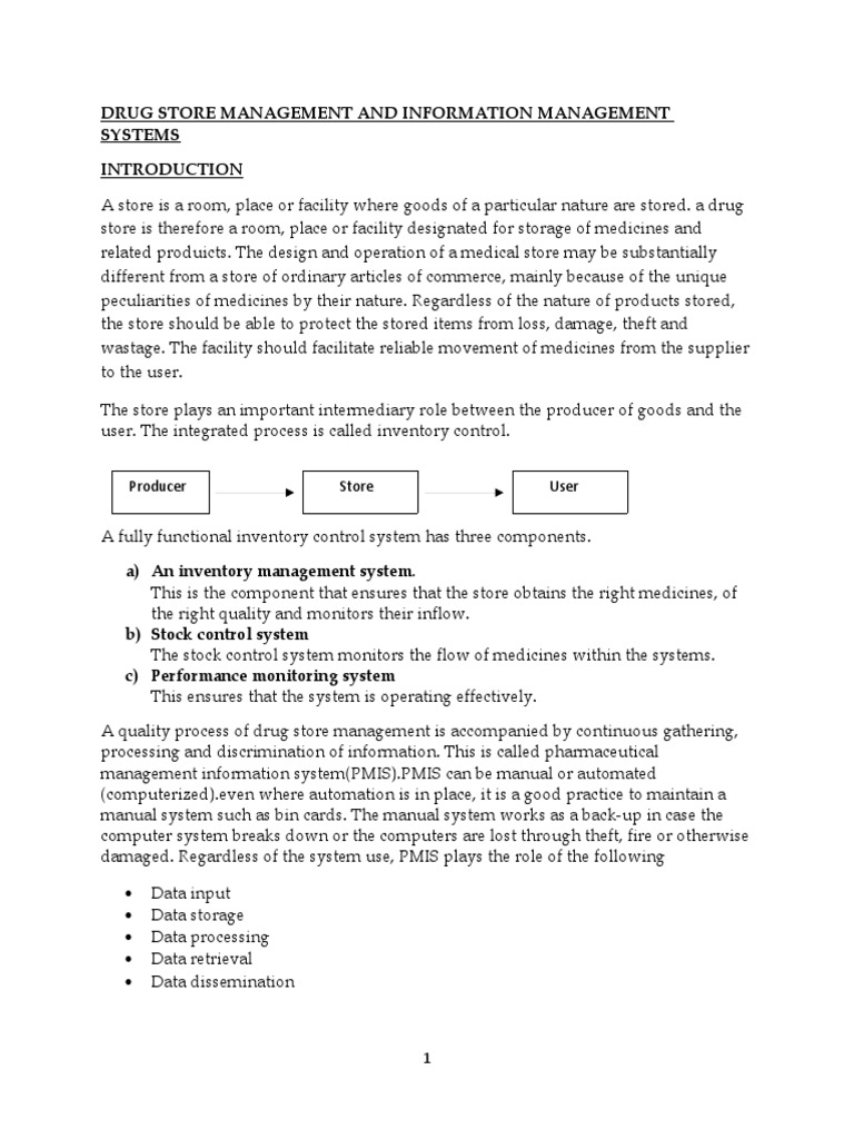 Drug Store Management Systems Overview | PDF | Inventory | Warehouse