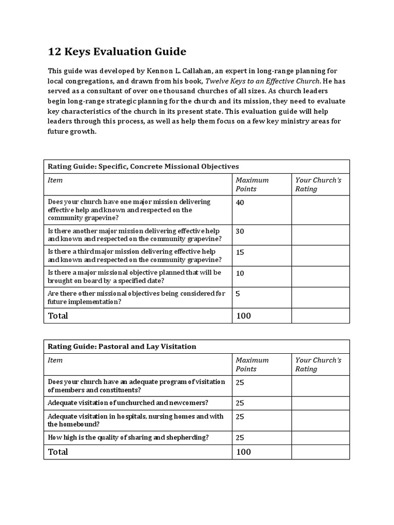 Effective Church Evaluation Guide | PDF | Decision Making | Leadership