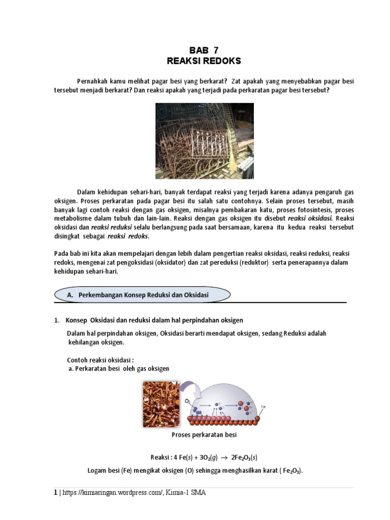 BAB 7 REAKSI REDOKS. Proses Perkaratan Besi | PDF