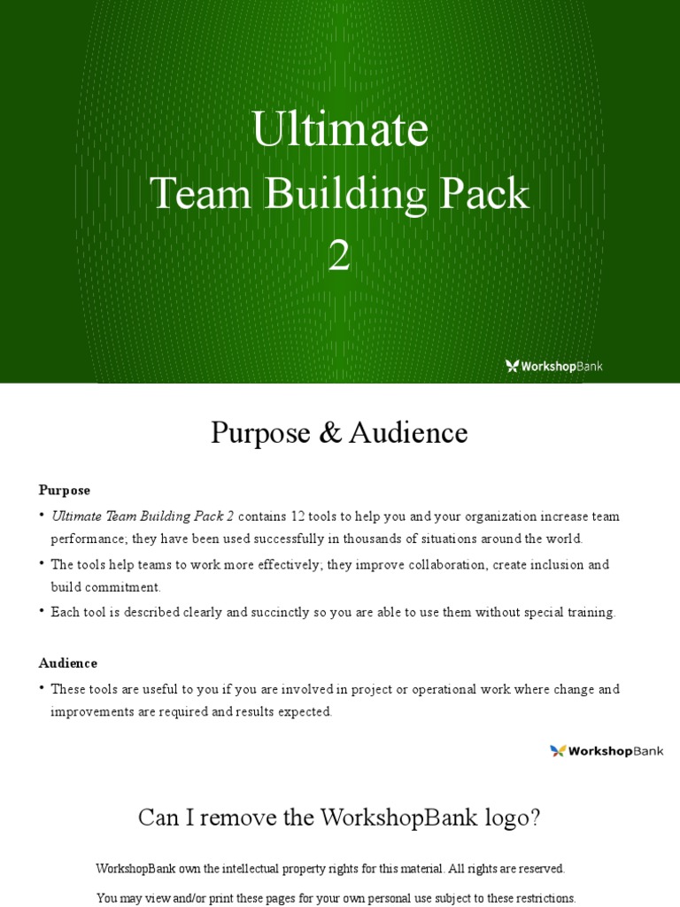 Ultimate: Team Building Pack 2 | PDF | Goal | Strategic Planning