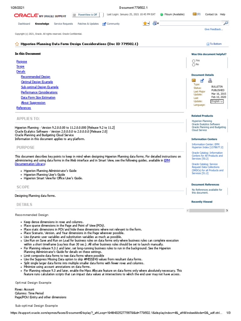 Hyperion Form Designing Considerations | PDF | Cache (Computing ...