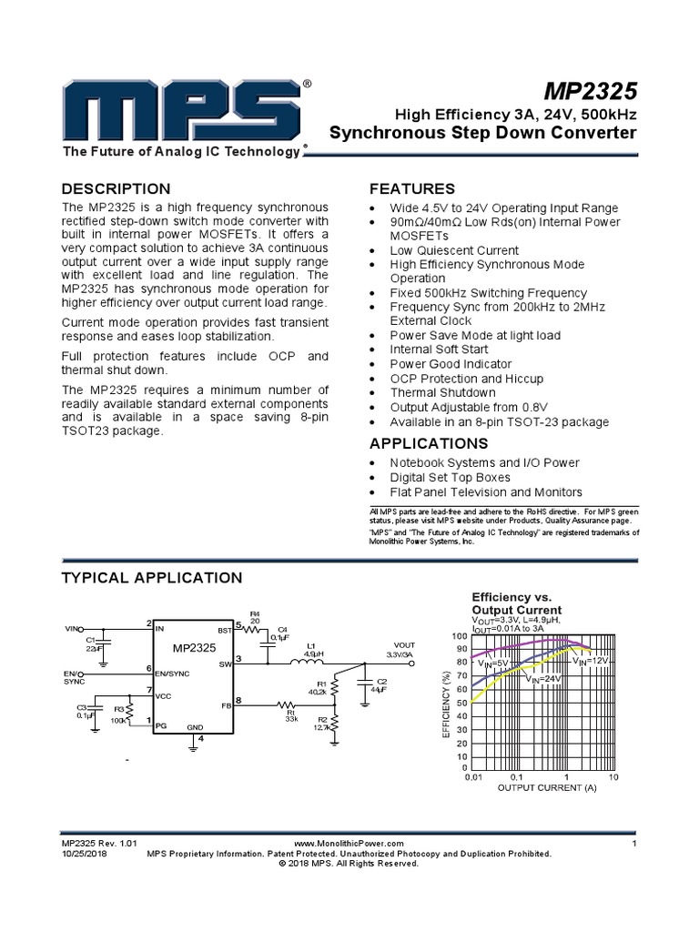 Synchronous Step Down Converter: High Efficiency 3A, 24V, 500Khz | PDF | Capacitor | Inductor