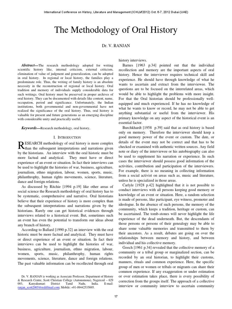 The Methodology of Oral History | PDF | Oral History | Oral Tradition