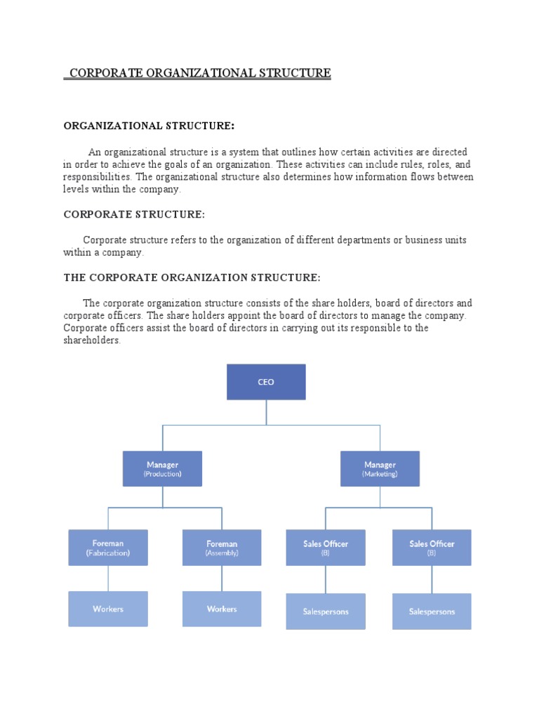 Corporate Organizational Structure | PDF | Organizational Structure ...