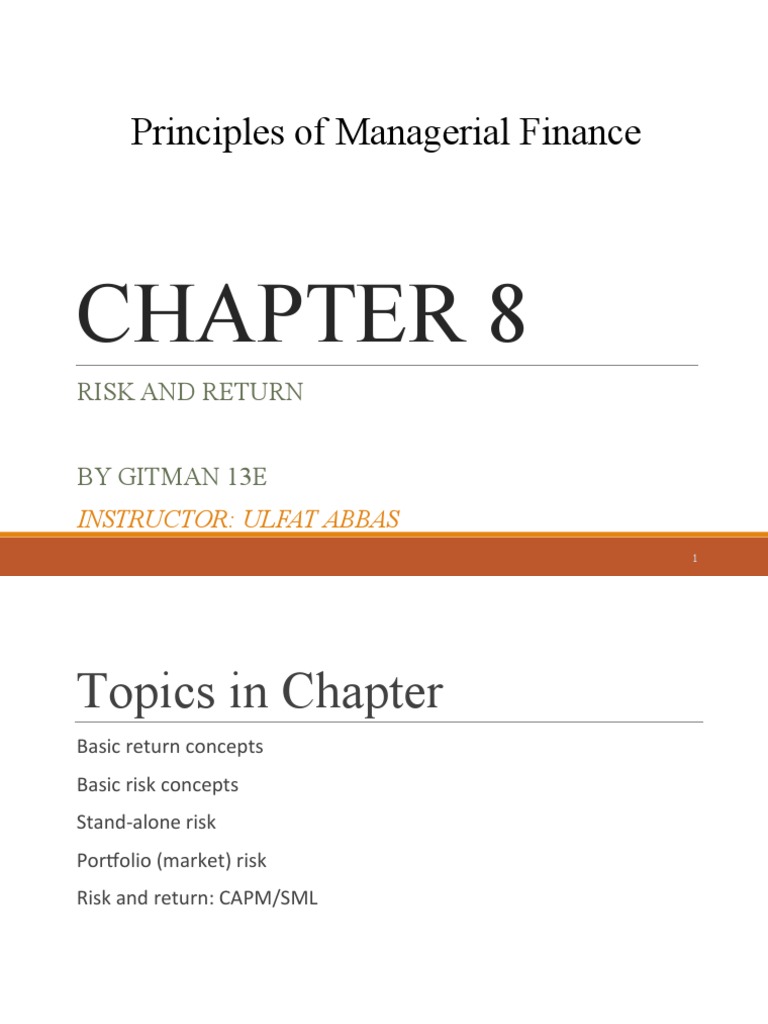 Chapter 8 Risk and Return Presentation | PDF | Capital Asset Pricing ...