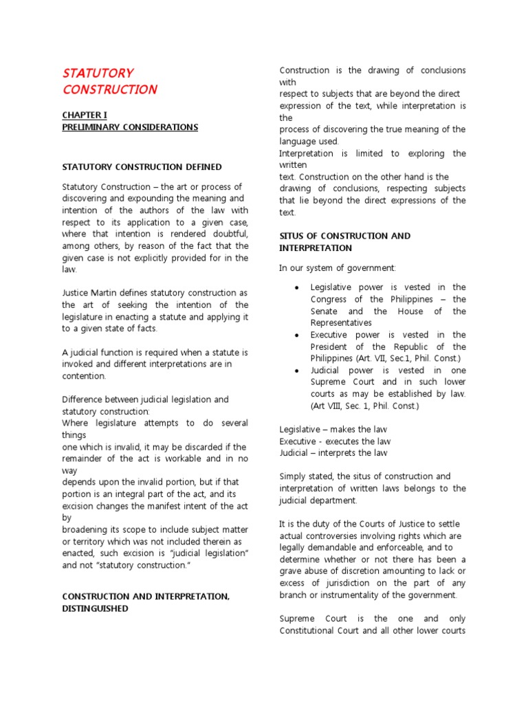 Statcon Diaz Summary | PDF | Statutory Interpretation | Bill (Law)