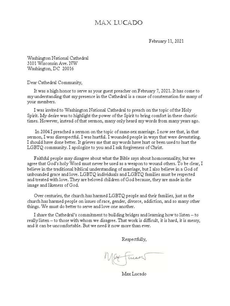 Max Lucado Letter | PDF