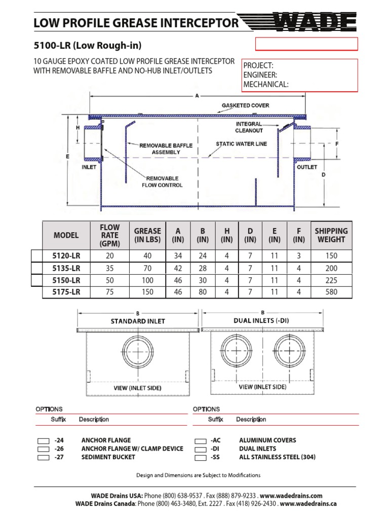 Low Profile Grease Interceptor Specs | PDF