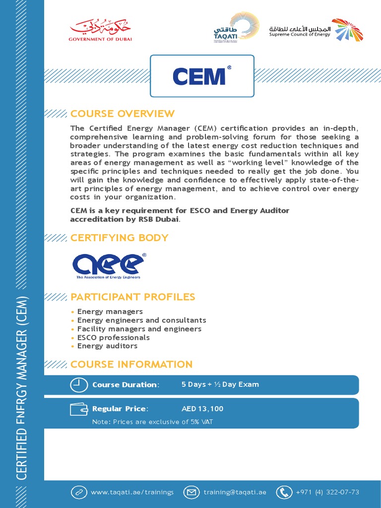 Training Flyer CEM | PDF | Energy Management | Academic Degree