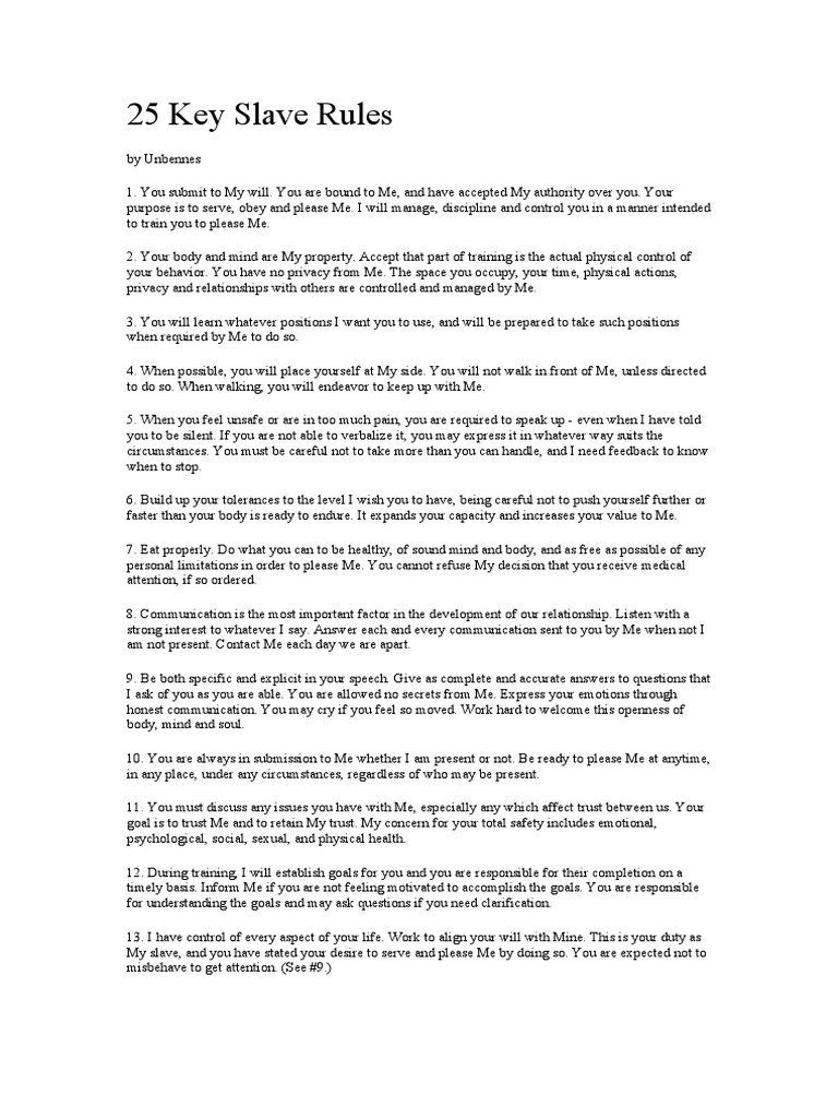 25 Key Slave Rules | PDF | Mind | Communication