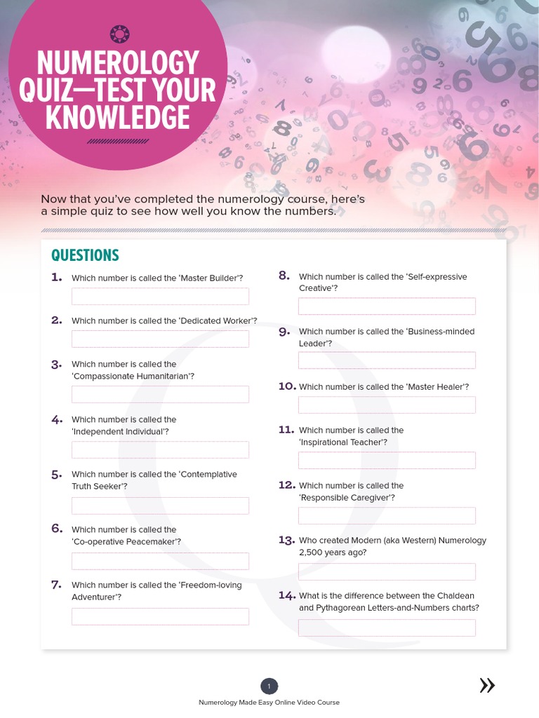 Numerology Quiz-Test Your Knowledge: Questions | PDF | Human Nature