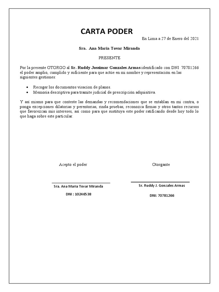 Poder Simple para Recoger Documentos | PDF