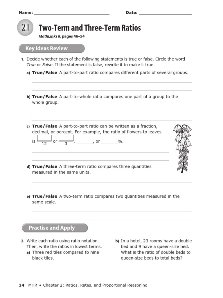 Two-Term and Three-Term Ratios: Key Ideas Review | PDF | Ratio | Arithmetic