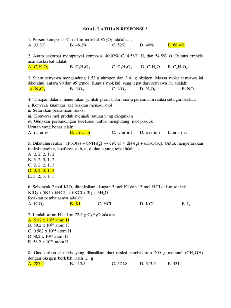 Soal Latihan Responsi 2 | PDF