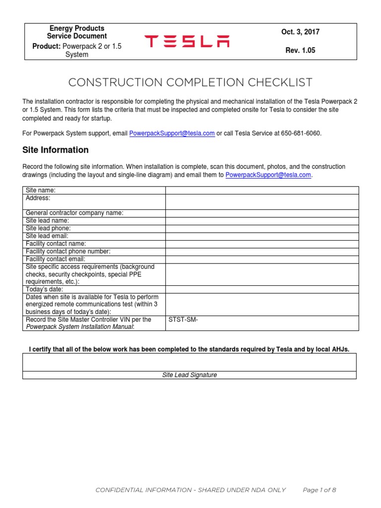 Powerpack System 2.0 - Construction - Checklist | PDF | Solar City ...