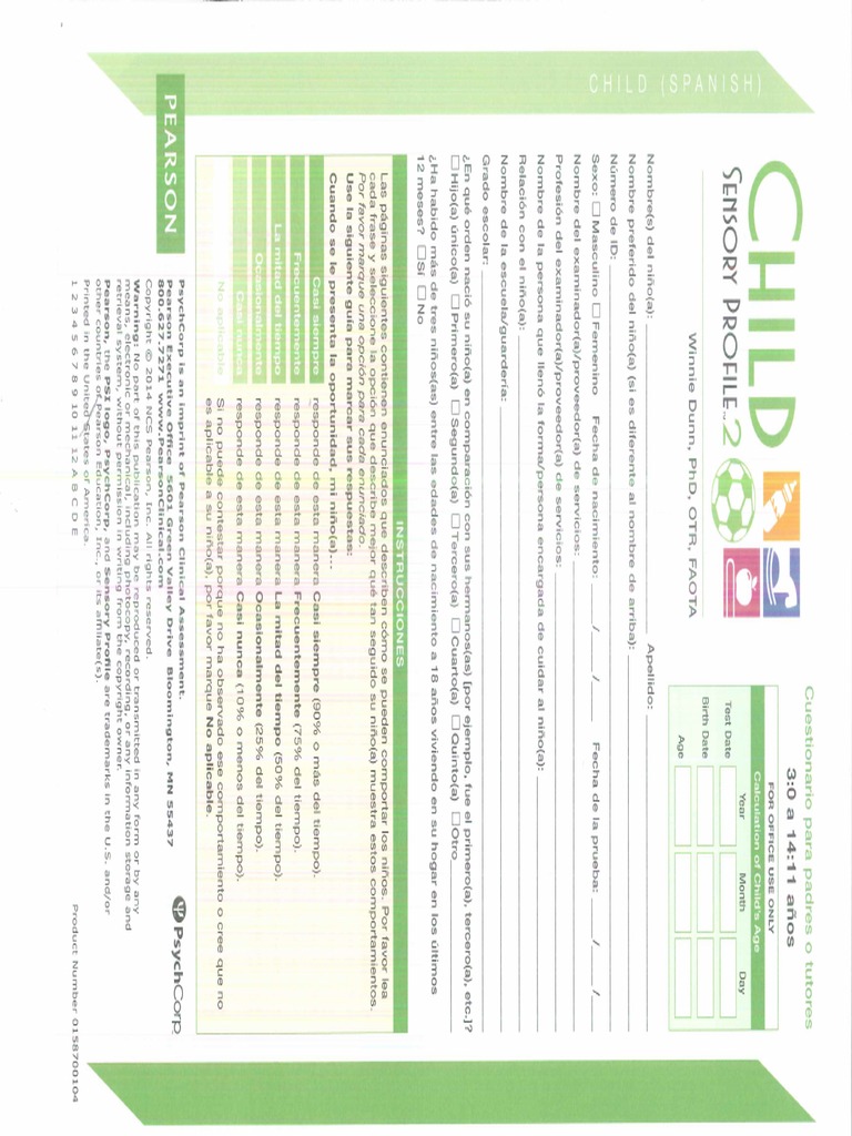 Sensory Profile 2 3 A 14 Años | PDF