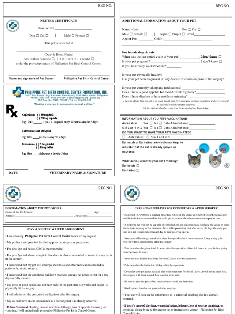 Breed - : Neuter Certificate Additional Iformation About Your Pet | PDF ...
