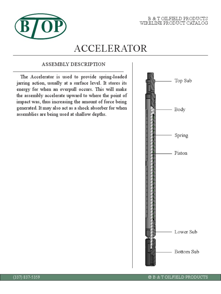 Accelerator: B & T Oilfield Products Wireline Product Catalog | PDF