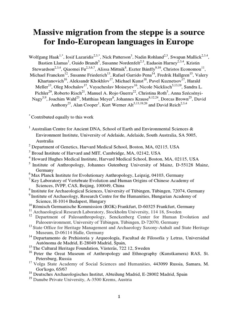 Massive Migration From The Steppe | PDF | Dna Sequencing | Single ...