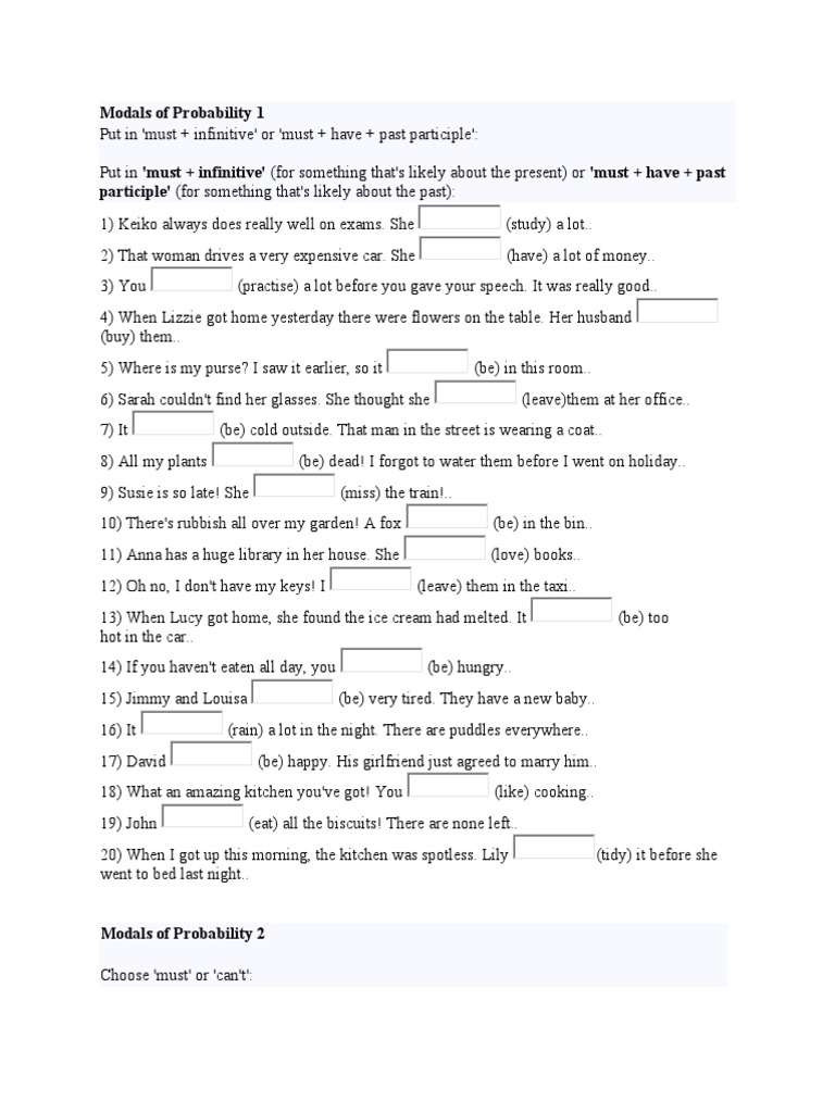 Modals of Probability 1 | PDF | Foods