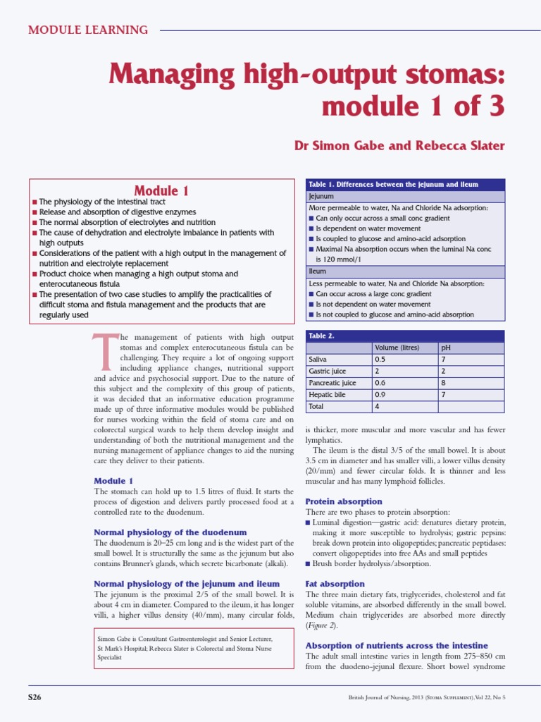 Managing High-Output Stomas: Module 1 of 3: DR Simon Gabe and Rebecca ...
