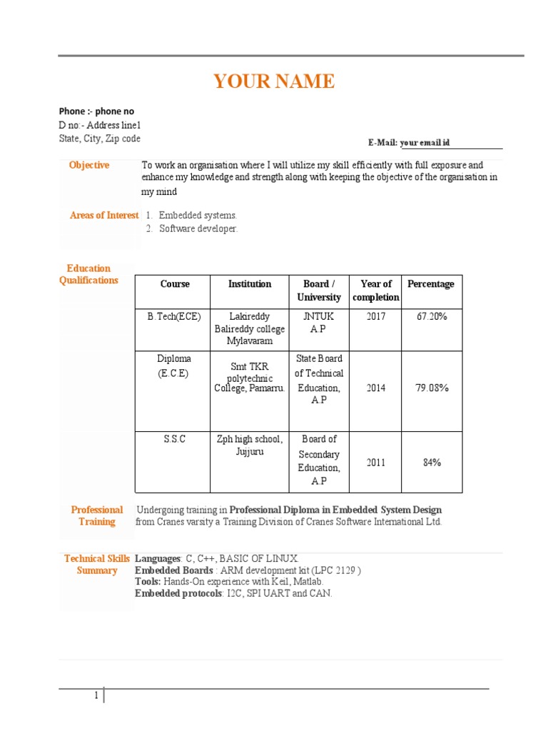 Embedded Systems Engineer Resume | PDF | Embedded System | Computer ...