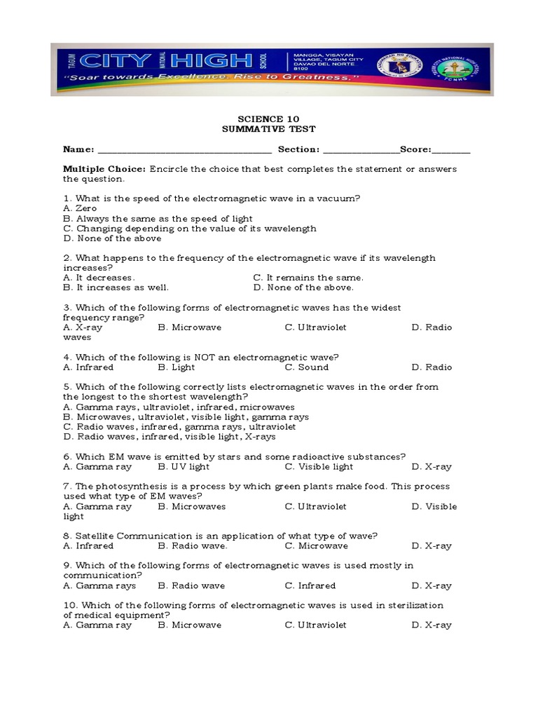 Q2 - SCIENCE 10 Summative Test | PDF | Electric Generator ...