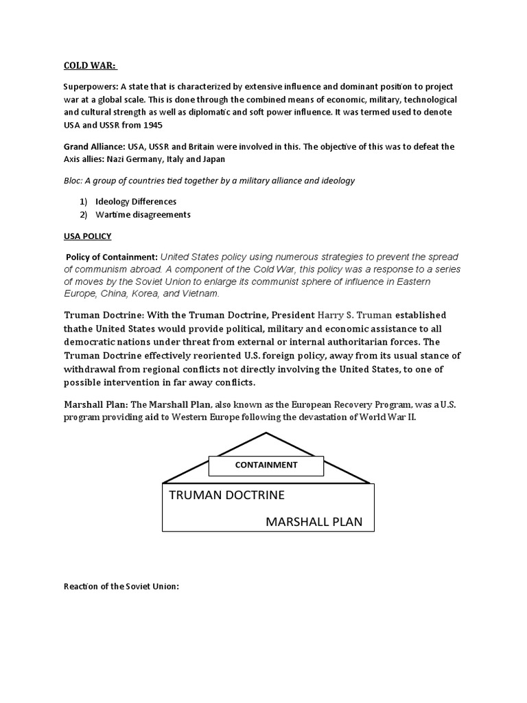 Truman Doctrine Marshall Plan: Cold War | PDF | Marshall Plan | Cold War