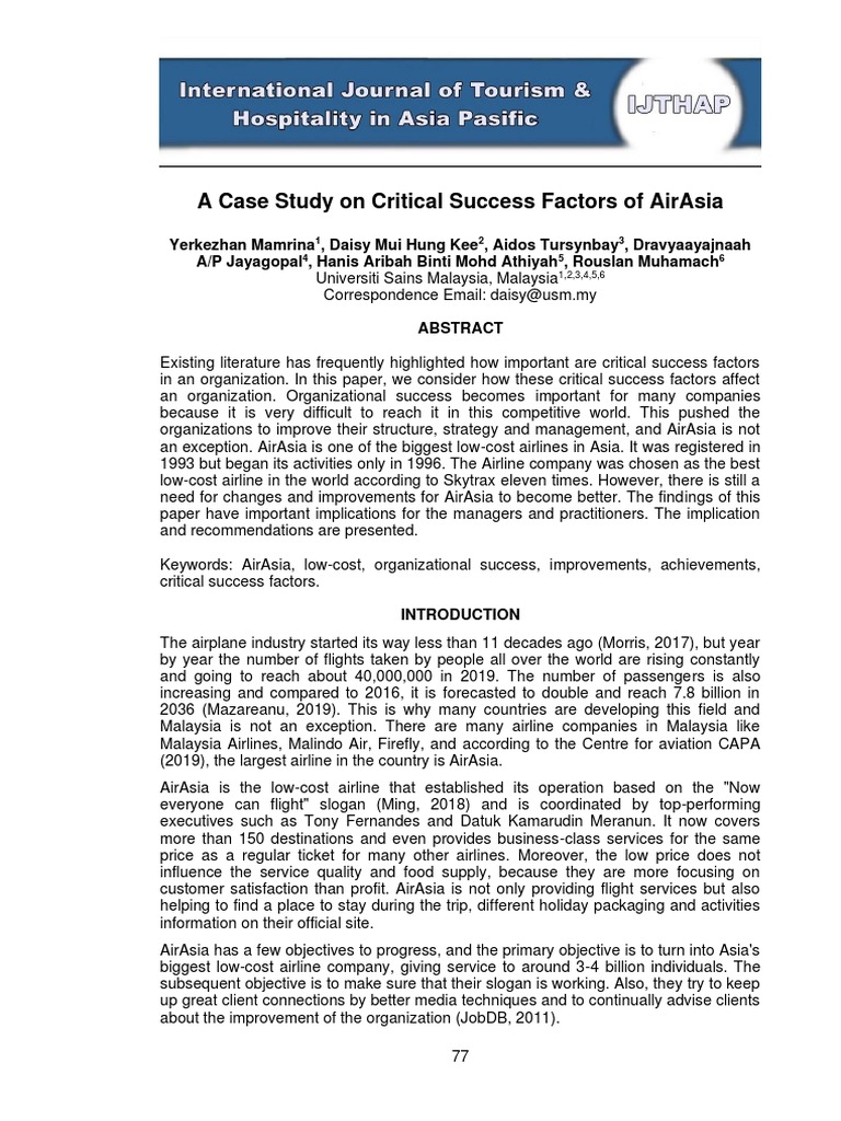 A Case Study On Critical Success Factors of Airasia | Download Free PDF ...