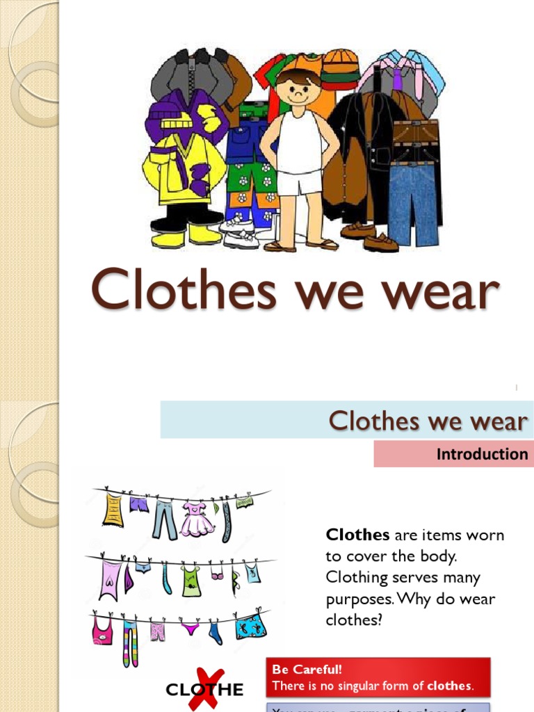 LESSON 9 - Clothes We Wear | PDF | Sock | Clothing