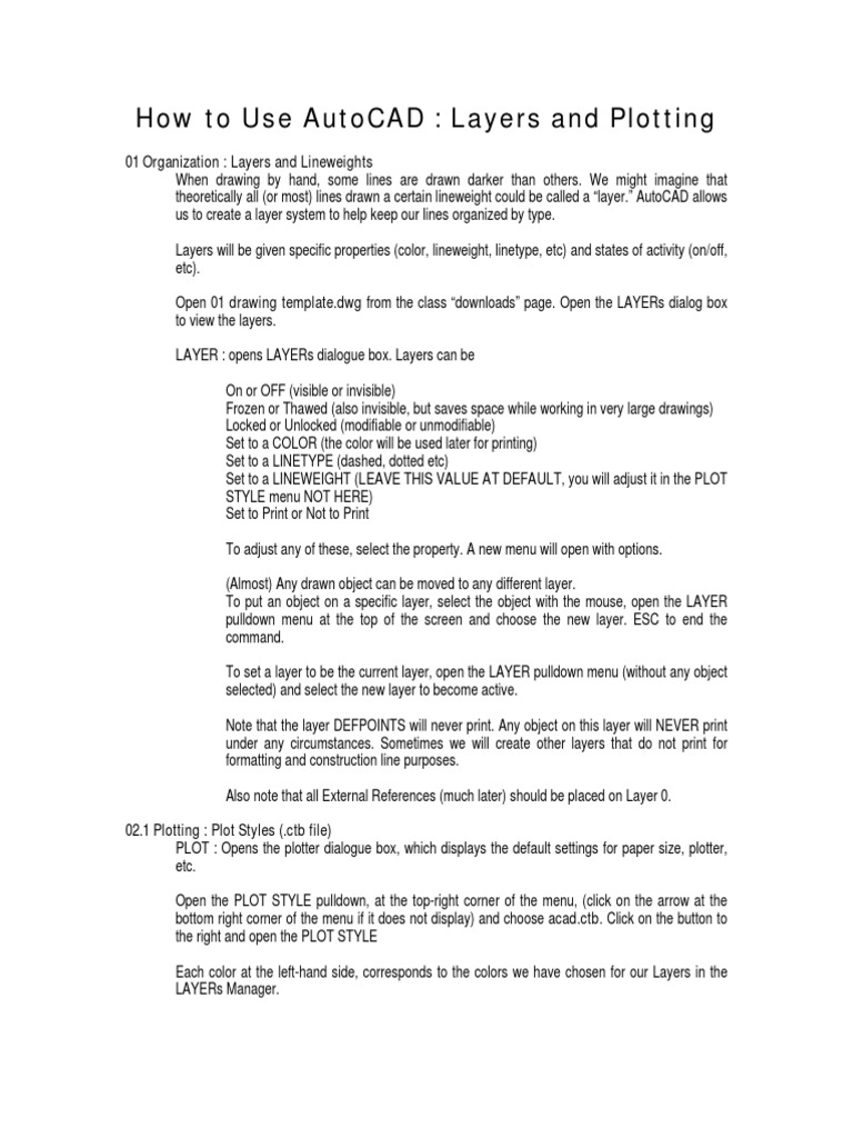 Organizing Layers and Setting Up Plots in AutoCAD: A Guide to Using ...