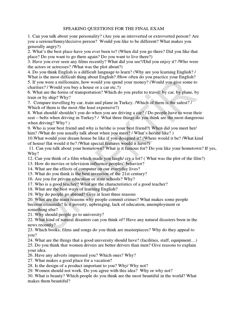 English Speaking Exam Prep | PDF